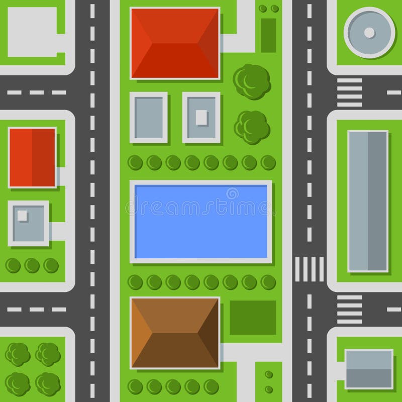 City Top View. Town Map Seamless Pattern Stock Vector - Illustration of ...