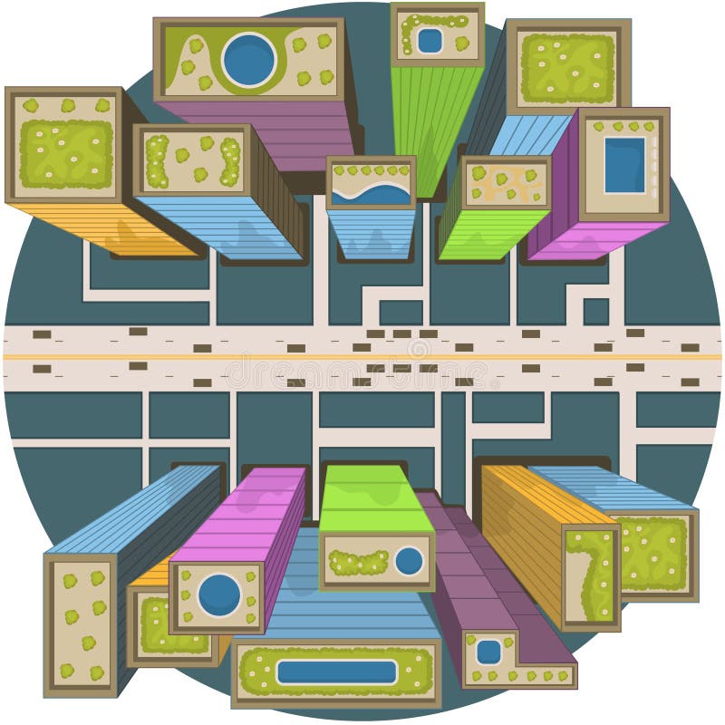 City top view stock vector. Illustration of plan, building - 70932684