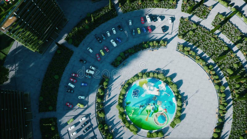 City, Town Architectural 3d Visualization. Aerial View. Realistic 4k ...