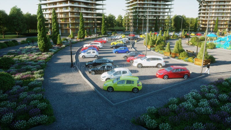 City, Town Architectural 3d Visualization. Aerial View. 3d Rendering ...