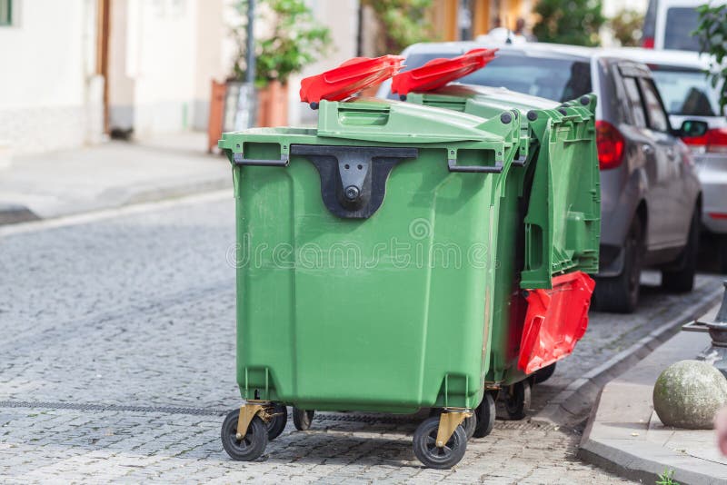 City trash cans on street stock photo. Image of environmental - 124423808