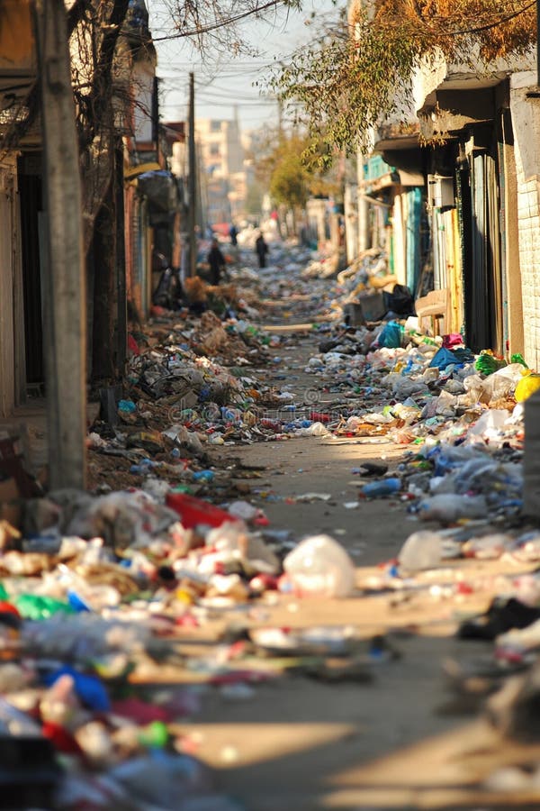 A City with Trash Piled Up on Sidewalks Left Uncollected for Weeks ...