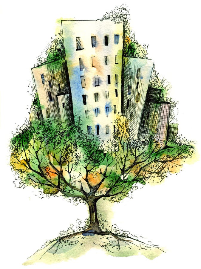 Urban city stock illustration. Illustration of back, outline - 14685139