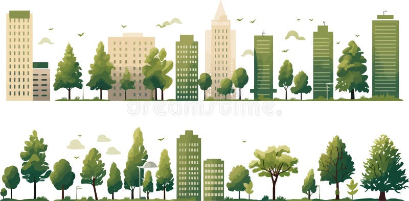 City Trees Set Isolated Vector Style Illustration Stock Vector ...