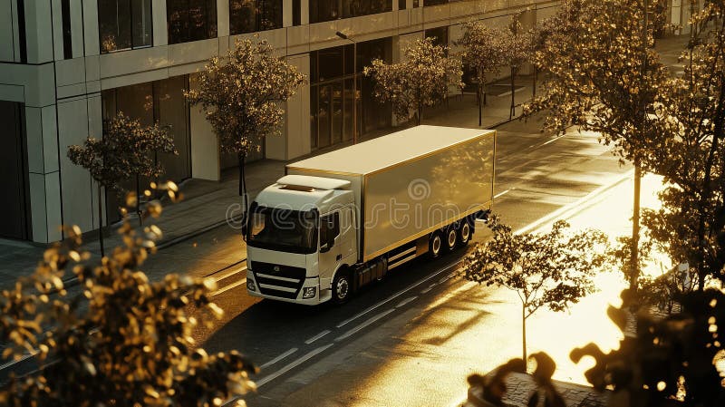 City Truck on road stock illustration. Illustration of distribution ...
