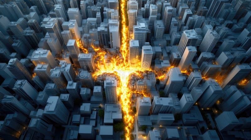 City Under Stress from Tectonic Shift. Stock Illustration ...