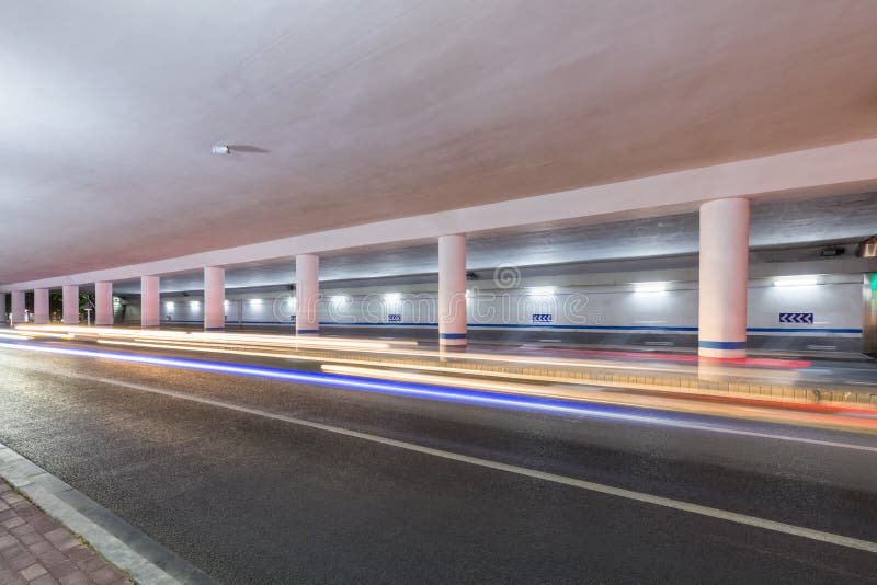 City underpass at night stock image. Image of motion - 182205363