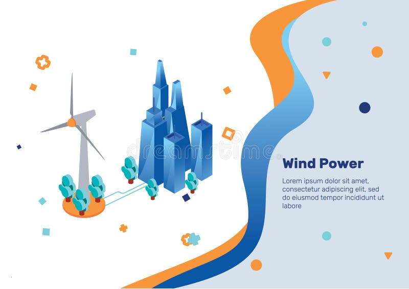 Wind Energy. Isometric Concept. Stock Vector - Illustration of ...