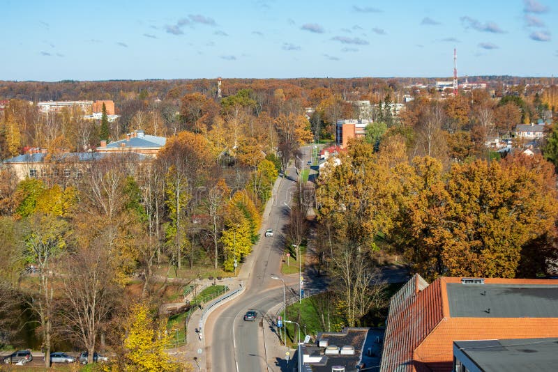 City of Valmiera in Latvia from Above Stock Image - Image of light ...