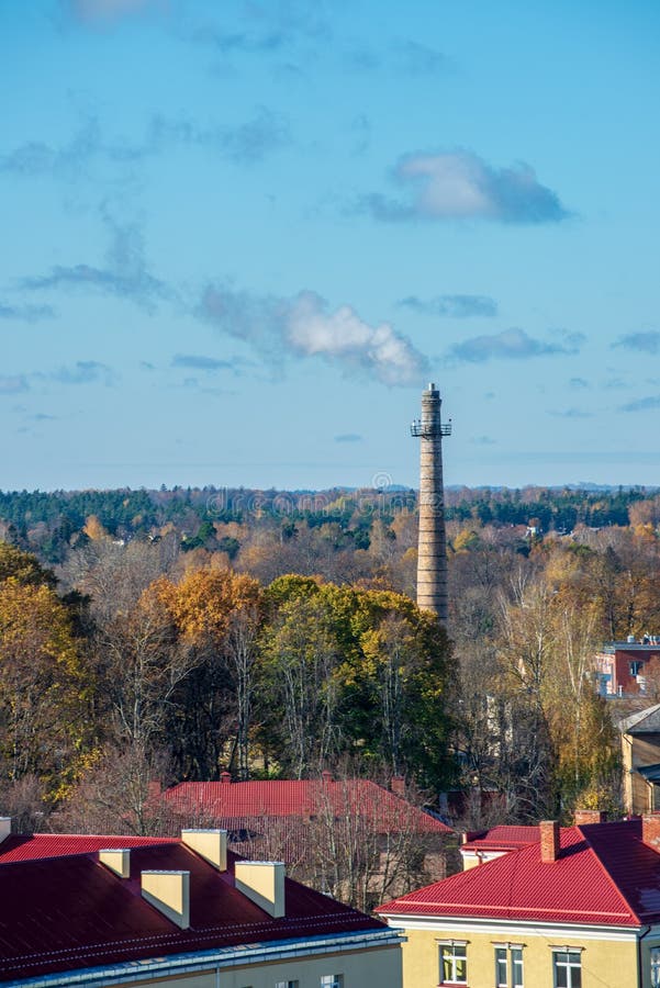City of Valmiera in Latvia from Above - Vintage Retro Look Stock Image ...