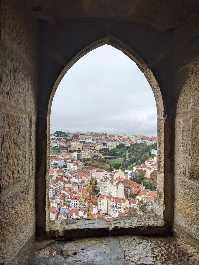 View from Inside an Arch in a Building Overlooking the City Stock Photo ...