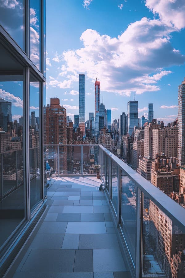 City View Balcony stock photo. Image of urban, metropolitan - 379017768