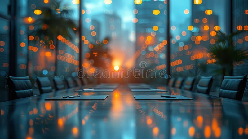 City View Conference Room at Night Stock Image - Image of panorama ...