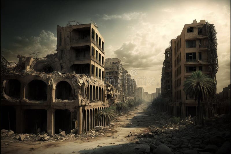 A City View Destroyed by War and Bombs Concept. Ai Generated Stock ...