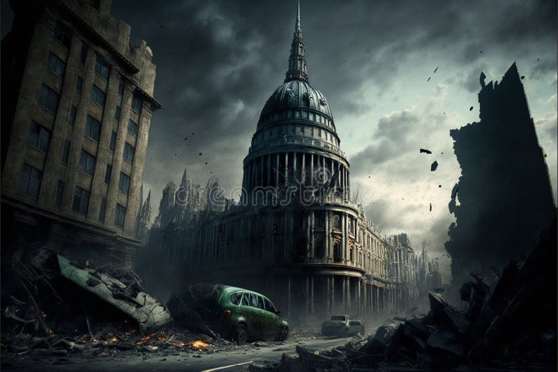 A City View Destroyed by War and Bombs Concept. Ai Generated Stock ...
