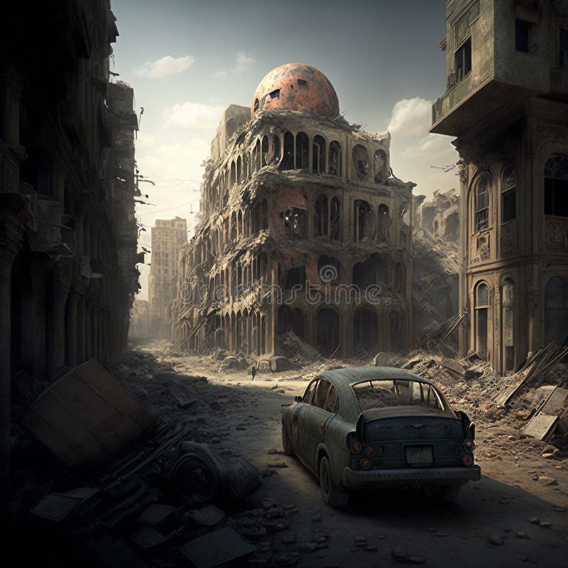 A City View Destroyed by War and Bombs Concept. Ai Generated Stock ...