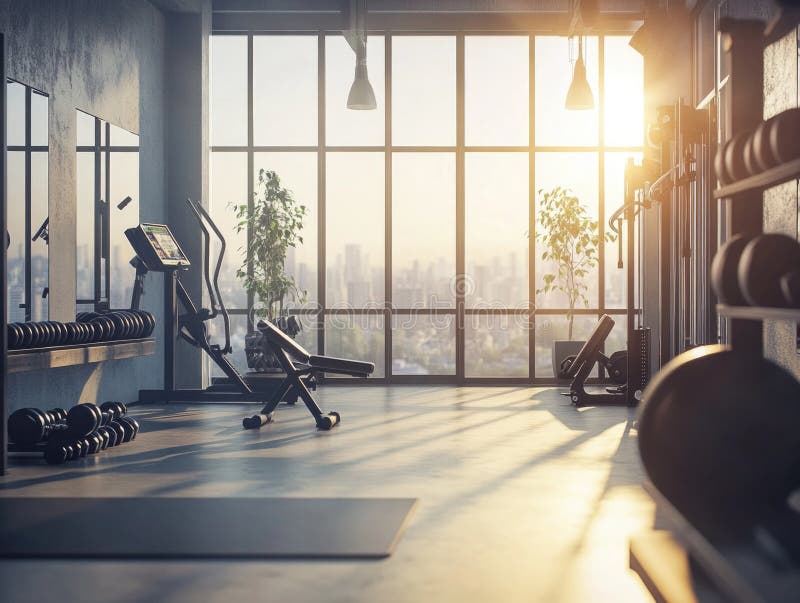 City View Gym Room stock photo. Image of motivational - 379998656