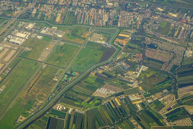 City View and High Angle Fields,Take Pictures from the Plane Stock ...