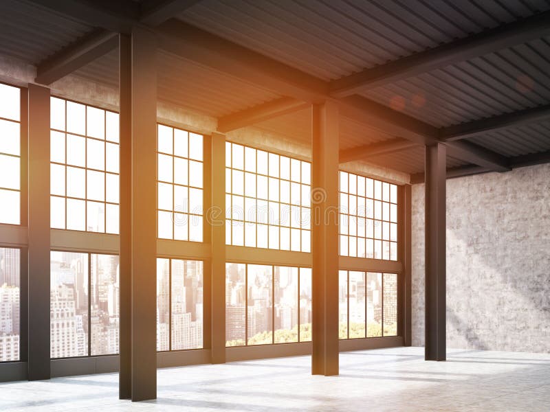 City View through Loft Window, Toned Stock Illustration - Illustration ...