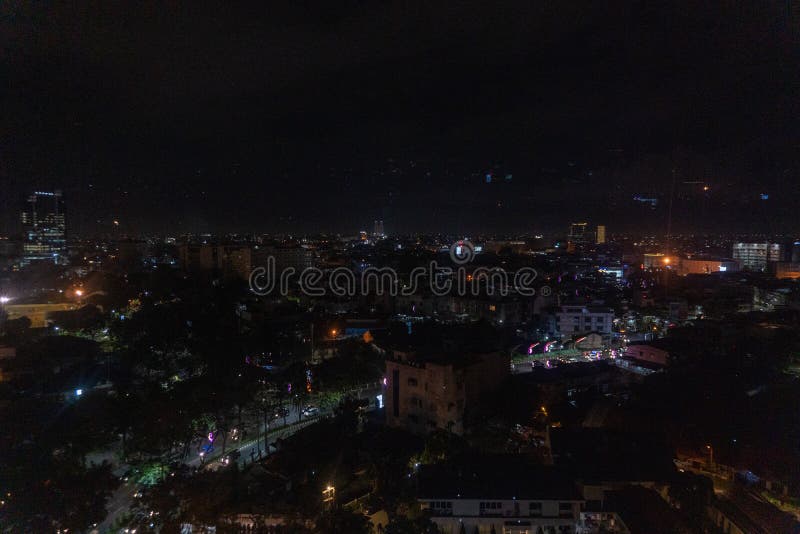 City View at Night with Sparkling Lights Stock Photo - Image of ...