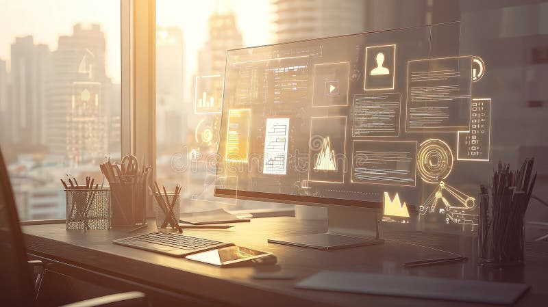 Programmer Desk City Sunset View Stock Photos - Free & Royalty-Free Stock Photos from Dreamstime