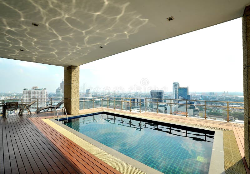 City View on the Roof Top Pool Stock Image - Image of cityscape, hotel ...