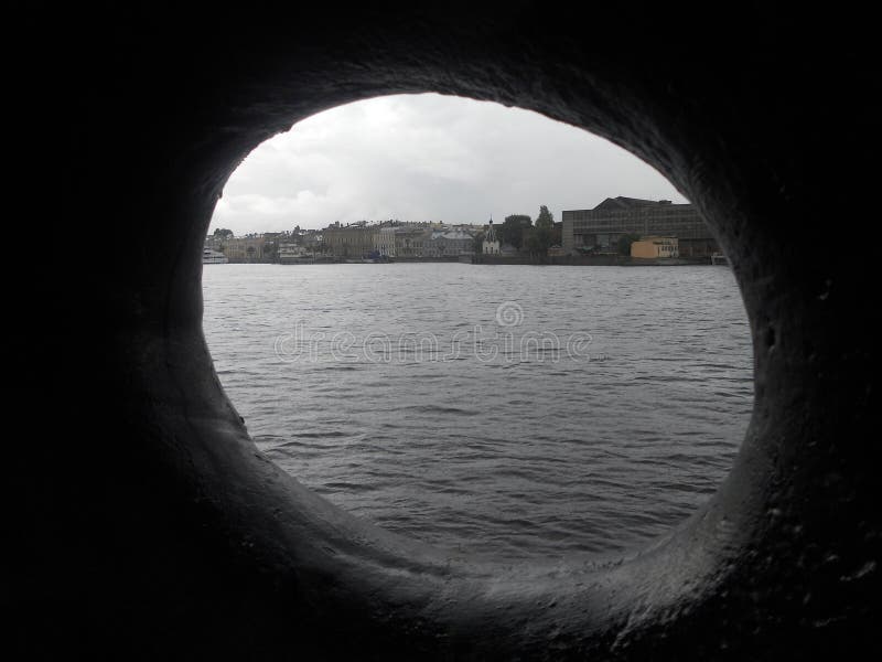 View of St. Petersburg from the Ship S Hold. Round Window Overlooking ...