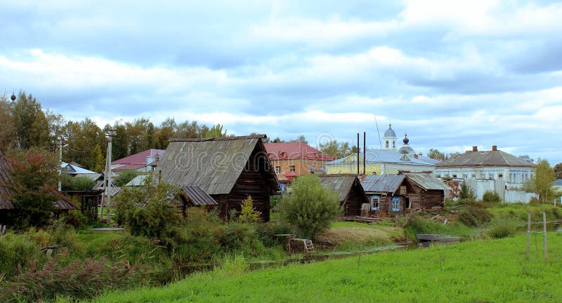 City on the Volga stock image. Image of boat, grass, autumn - 49044227