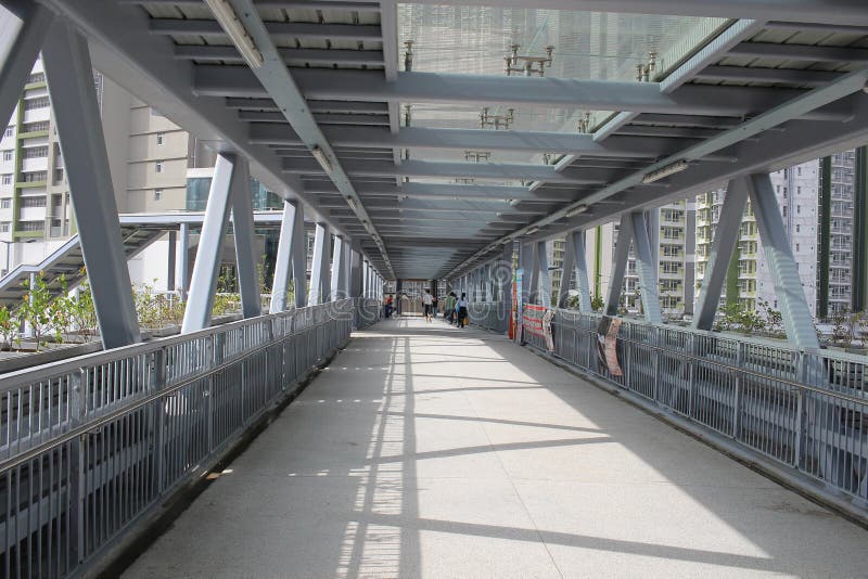 City walkway bridge at stock image. Image of passenger - 83346247