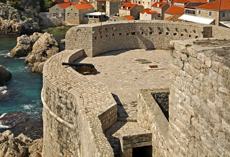 City Wall in Dubrovnik. Croatia Stock Image - Image of hrvatska, cannon ...