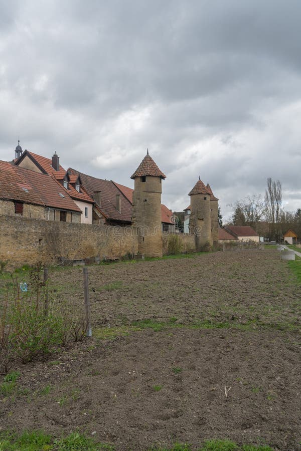 City Wall from the German City Called Mainbernheim Stock Photo - Image ...