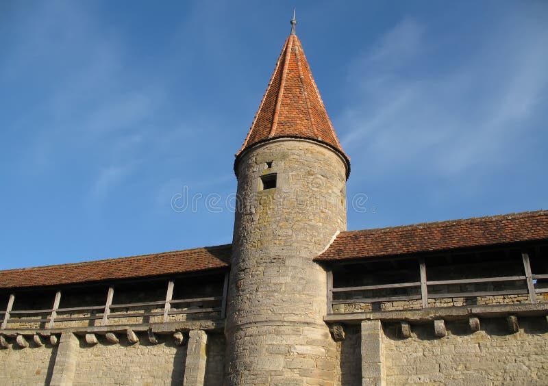 City wall with Watchtower stock photo. Image of fence - 15552254