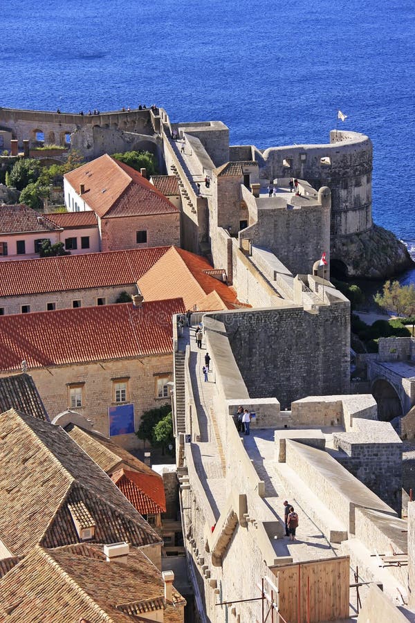 City walls of Dubrovnik editorial stock photo. Image of mediterranean ...
