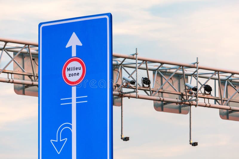City Warning Sign with the Dutch Text for "Emission Zone" Stock Image ...