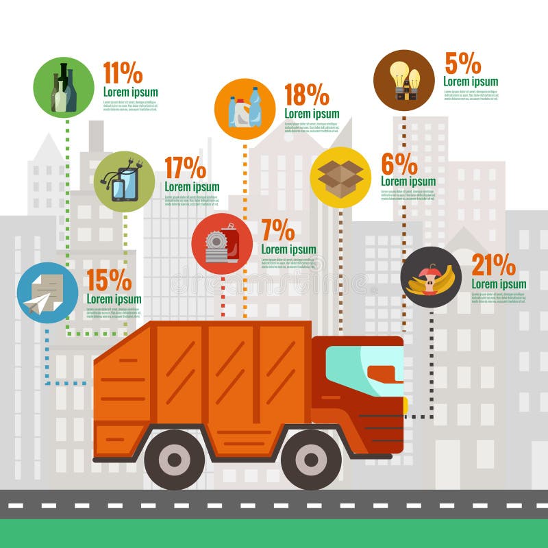 Garbage Recycling Infographic Set Stock Vector - Illustration of ...