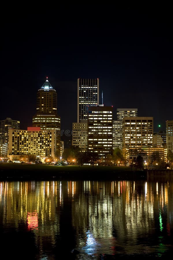 City Water Front Park Night Skyline Stock Photo - Image of buildings ...