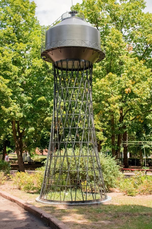City Water Tower Layout in the Park. Stock Photo - Image of tower ...