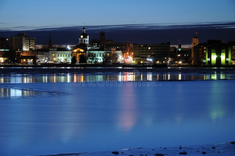 City Waterfront on Cold Winter Evening Stock Photo - Image of cold ...