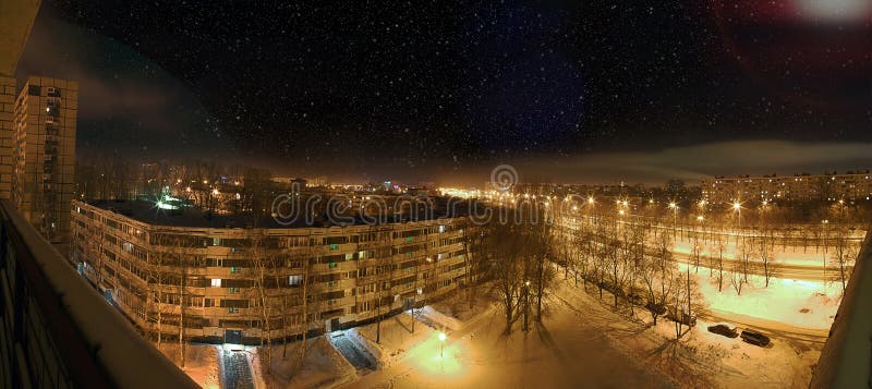 City Winter Night View of City Sleeping Areas Stock Photo - Image of ...
