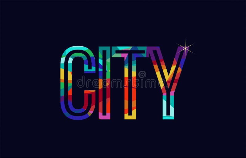 City Word Typography Design in Rainbow Colors Logo Stock Vector ...