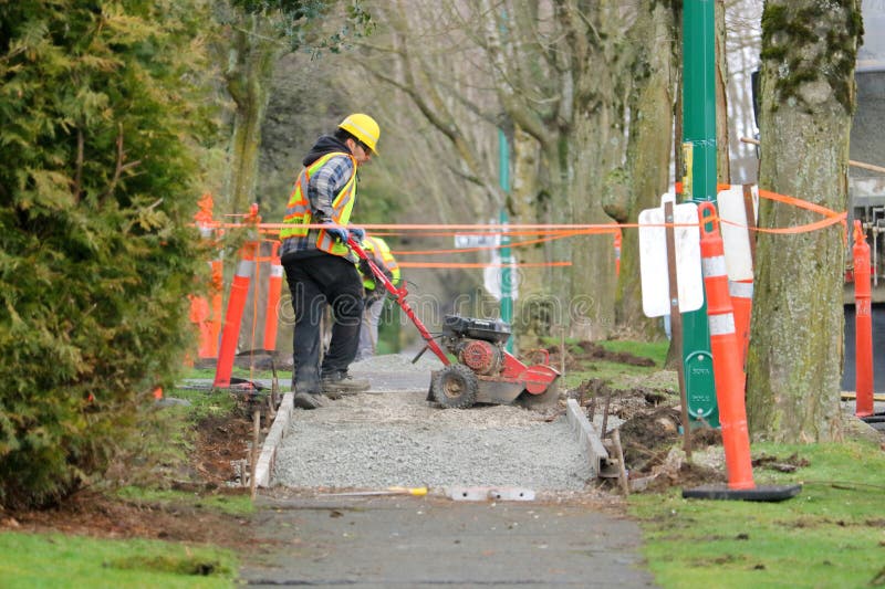 City Work Crew Replacing Sidewalk Editorial Stock Image - Image of ...