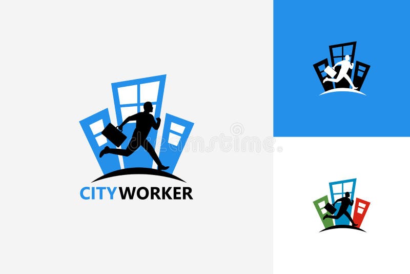 City Worker Running Logo Template Design Vector, Emblem, Design Concept ...