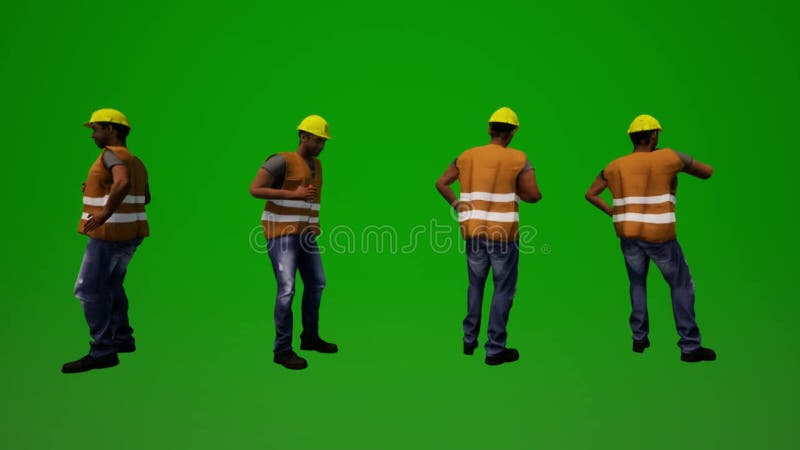 City Workers Green Screen Resting and Drinking with Four Different ...