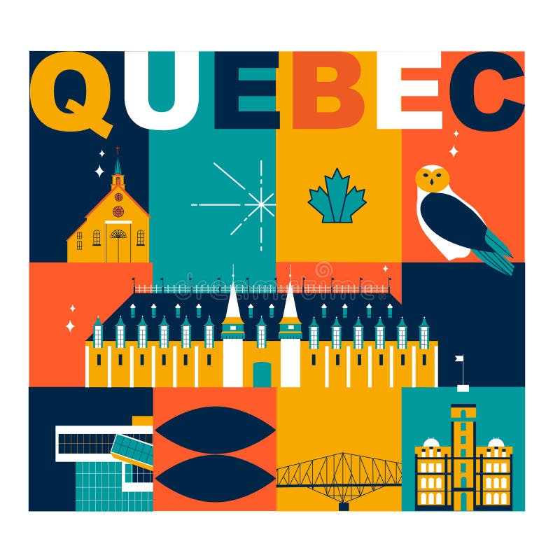 Typography Word Quebec Vector Branding Technology Concept Stock Vector ...