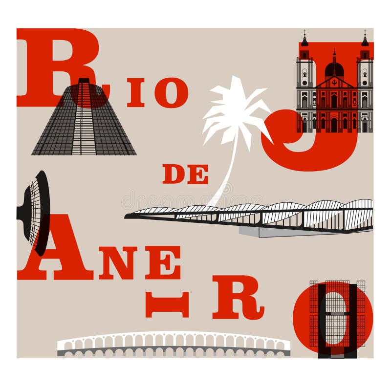 Typography Word "Rio De Janeiro" Branding Technology Concept Vector ...