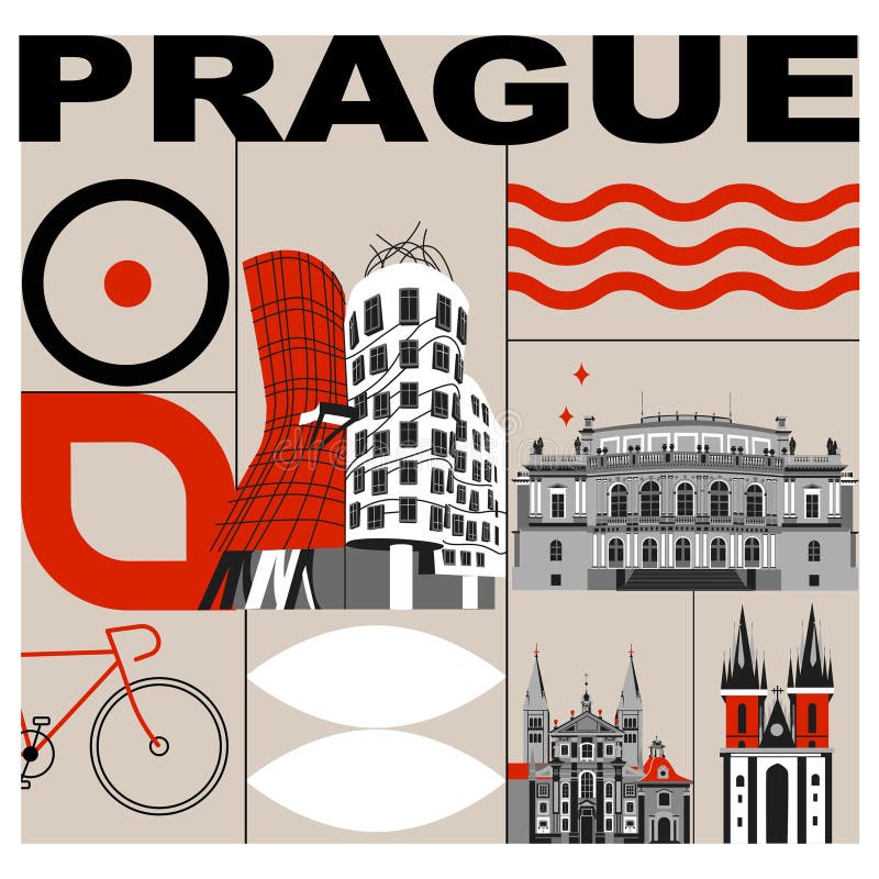 Prague Culture Travel Set Vector Illustration Stock Illustration ...
