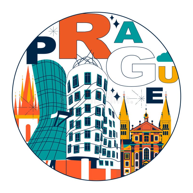 Prague Culture Travel Set Vector Illustration Stock Illustration ...