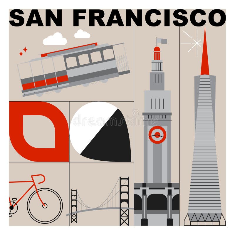 Typography Word "San Francisco" Branding Technology Vector Concept ...