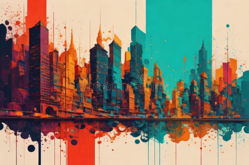 Cityscape in Abstract Impressionist Style Stock Photo - Image of ...