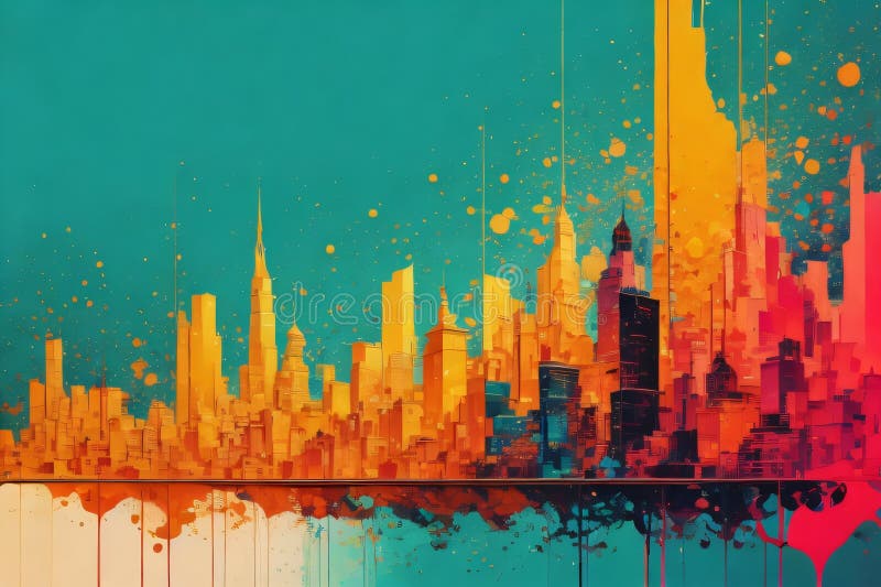 Cityscape in Abstract Impressionist Style Stock Illustration ...